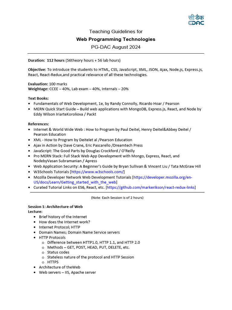 DAC_School_TG_Web Programming Technologies (1) | PDF | J Query | Json