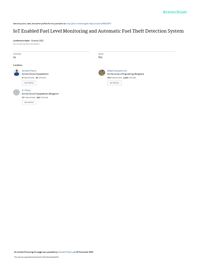 IoT Fuel Monitoring & Theft Detection System | PDF | Databases | Sensor