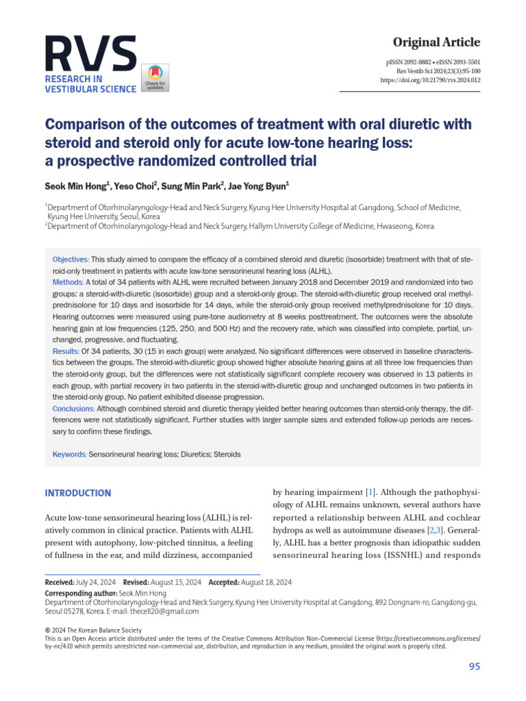 rvs-2024-012 | PDF | Glucocorticoid | Ménière's Disease