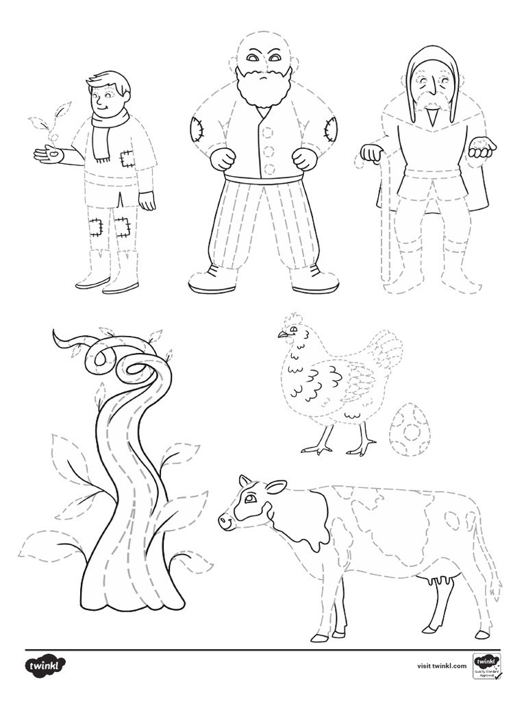 Draw Jack and The Beanstalk Characters Pencil Control Activity | PDF