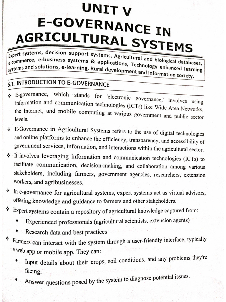 IT in Agriculture System Unit 5 | PDF