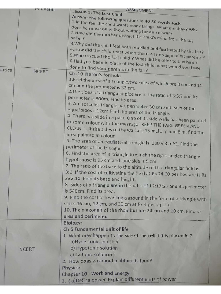 Class 9 EXTRA QUESTIONS ASSESSMENT | PDF