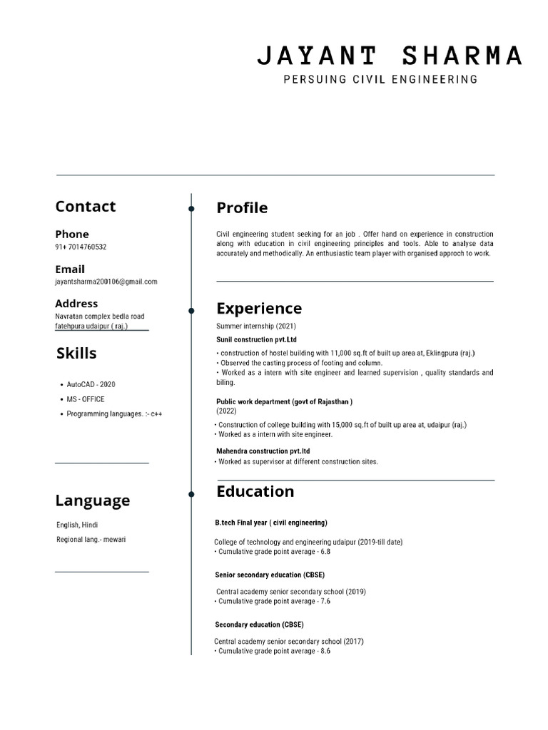 Jayant Sharma CV | PDF