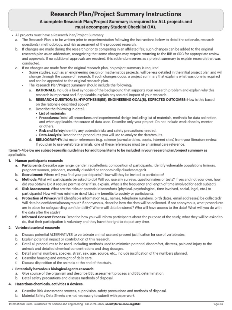 1A Student Checklist Research Plan Instructions | PDF | Risk | Risk ...