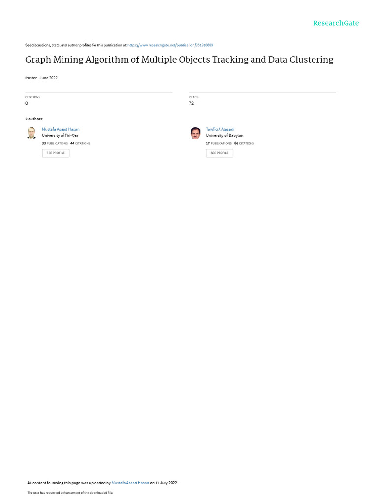 Graph Mining Algos in Object Tracking | PDF | Cluster Analysis | Theoretical Computer Science