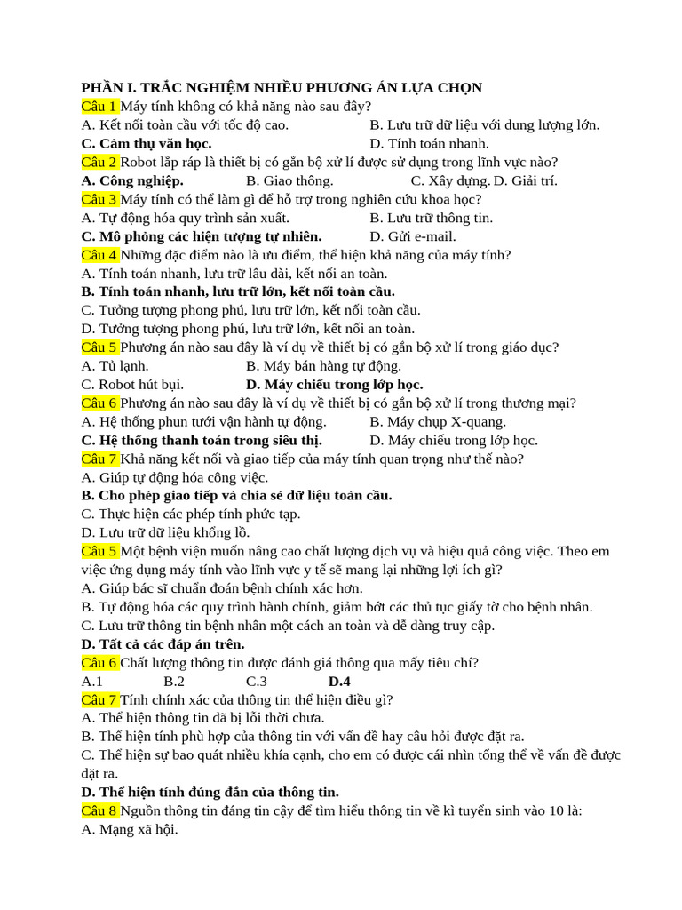 Đề cương GKI Tin 9 | PDF