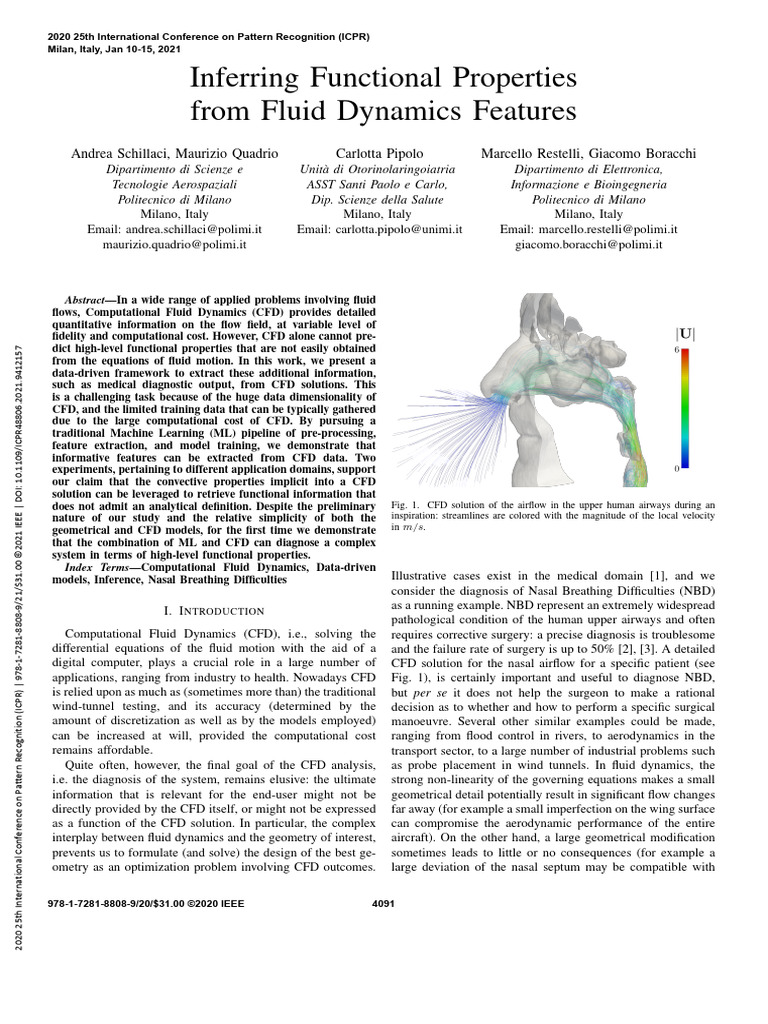 Inferring Functional Properties From Fluid Dynamics Features | PDF | Computational Fluid ...
