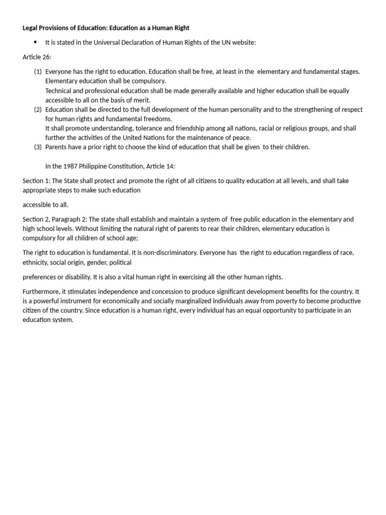 Legal Provisions of Education | PDF
