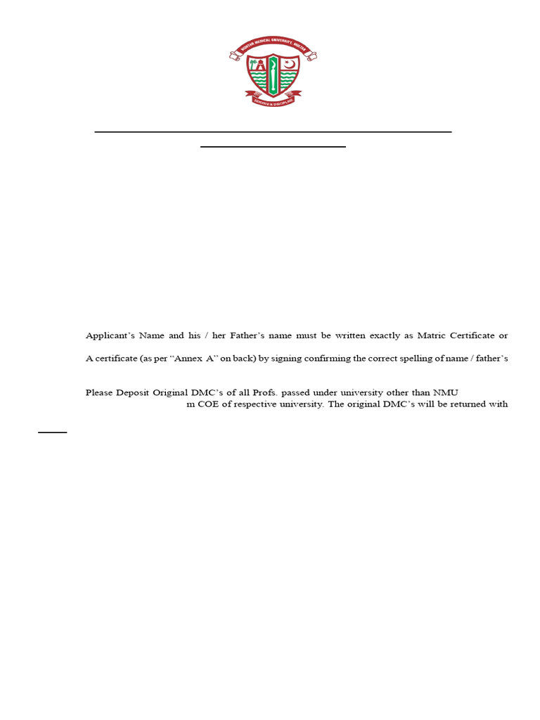 NMU-Degree-Form | PDF | Doctor Of Medicine | Postgraduate Education