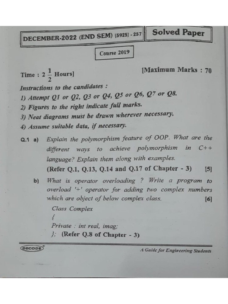 1. OOP Dec 2022 Solution | PDF