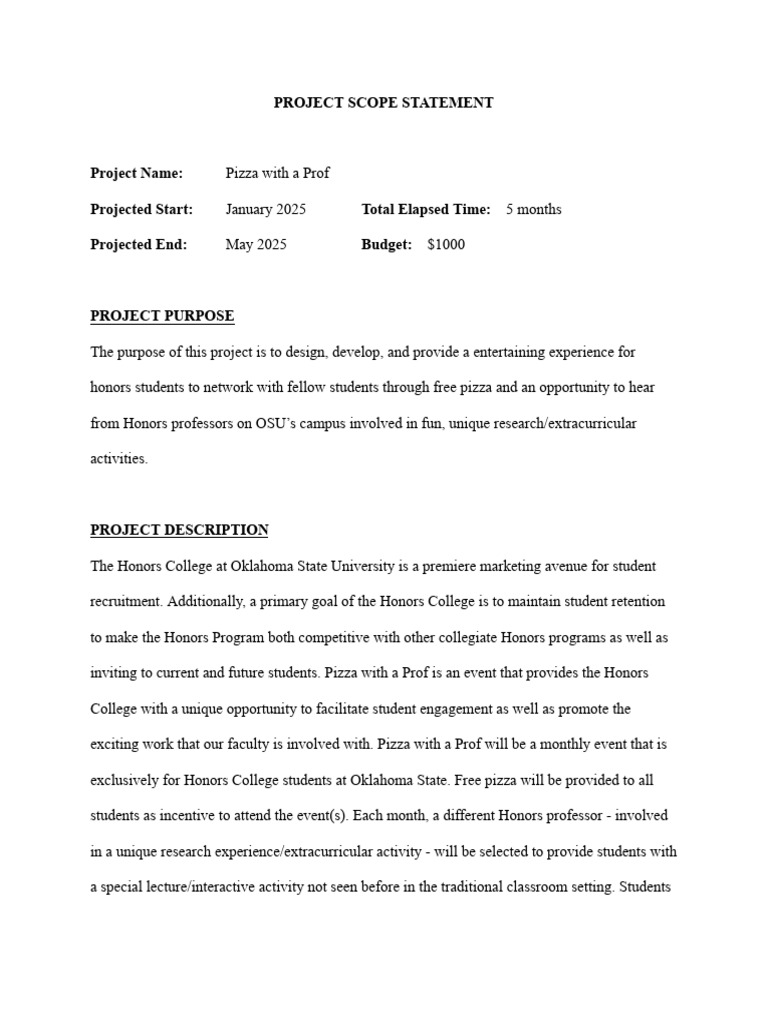 Project Scope Statement | PDF