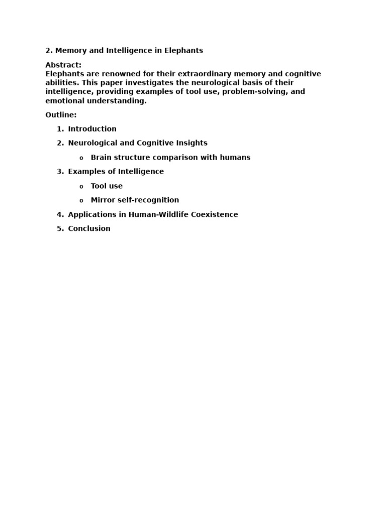 Memory and Intelligence in Elephants | PDF