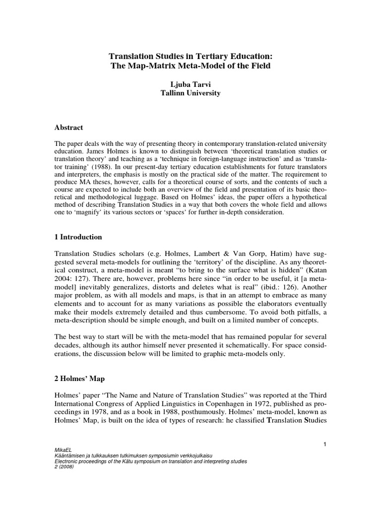 Holmes Map | PDF | Translations | Linguistics