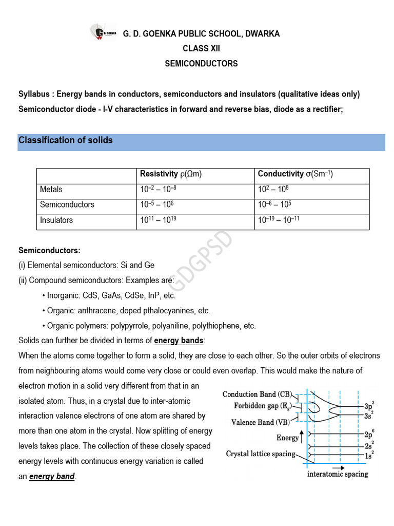 Class XII Semiconductor Overview | PDF | Rectifier | Semiconductors
