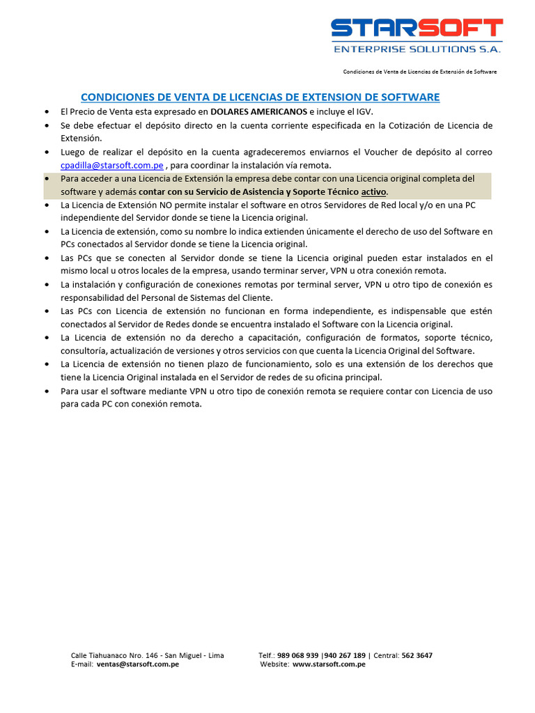 Condiciones de Venta de Licencias de Extension de Software | PDF