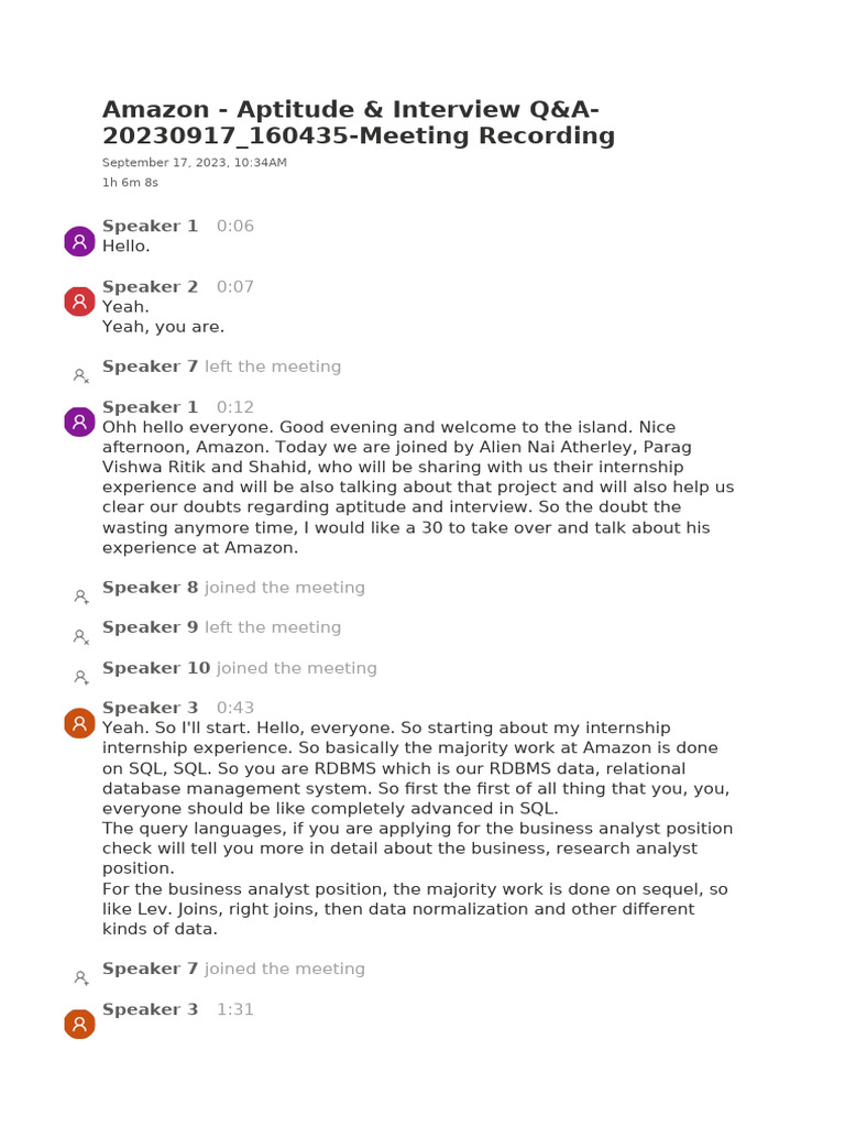 Amazon - Aptitude & Interview Q&A | PDF | P Value | Databases
