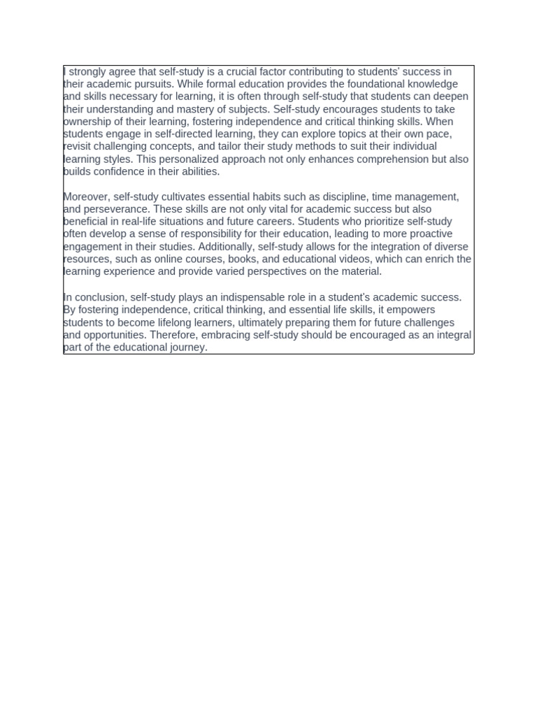 Importance of Self-Study in Education | PDF