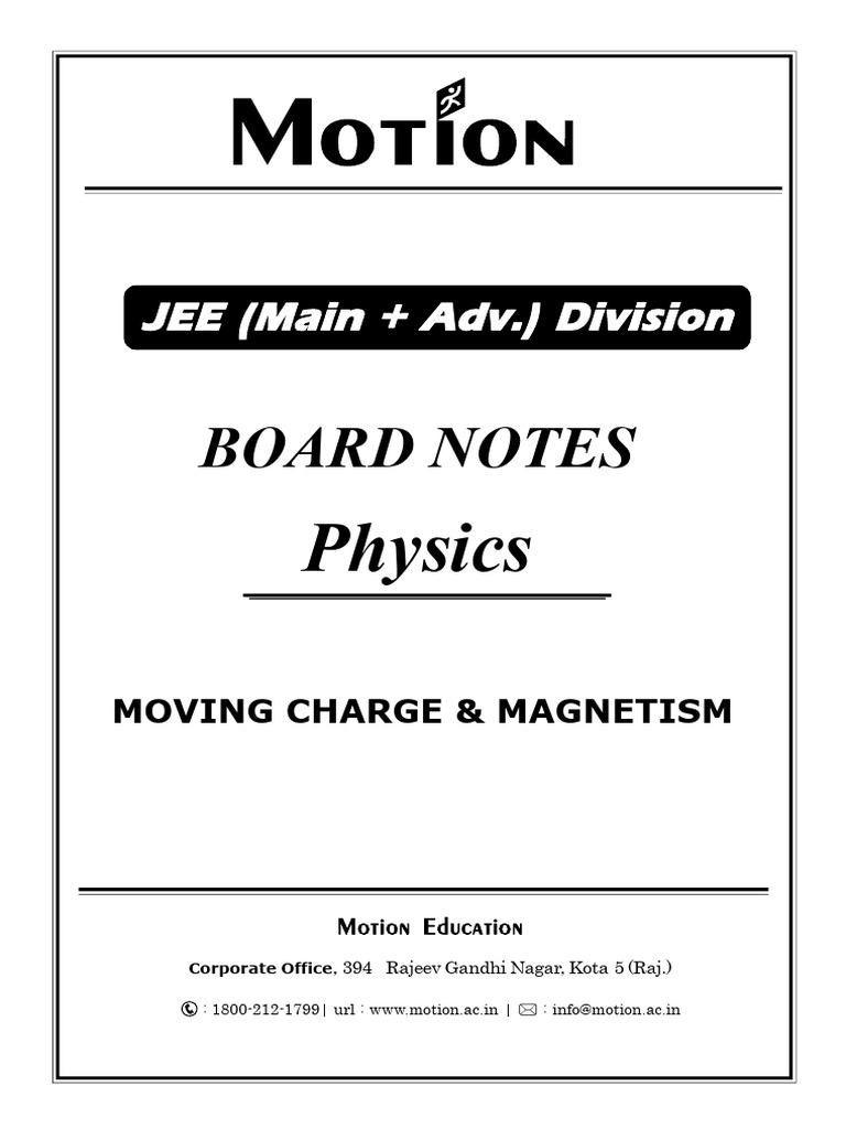Moving Charge and Magnetism Notes | PDF | Physical Sciences | Physics