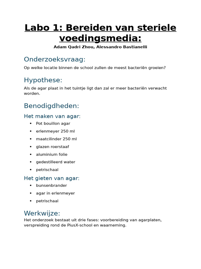 Labo 1 Bereiden Van Steriele Voedingsmedia | PDF