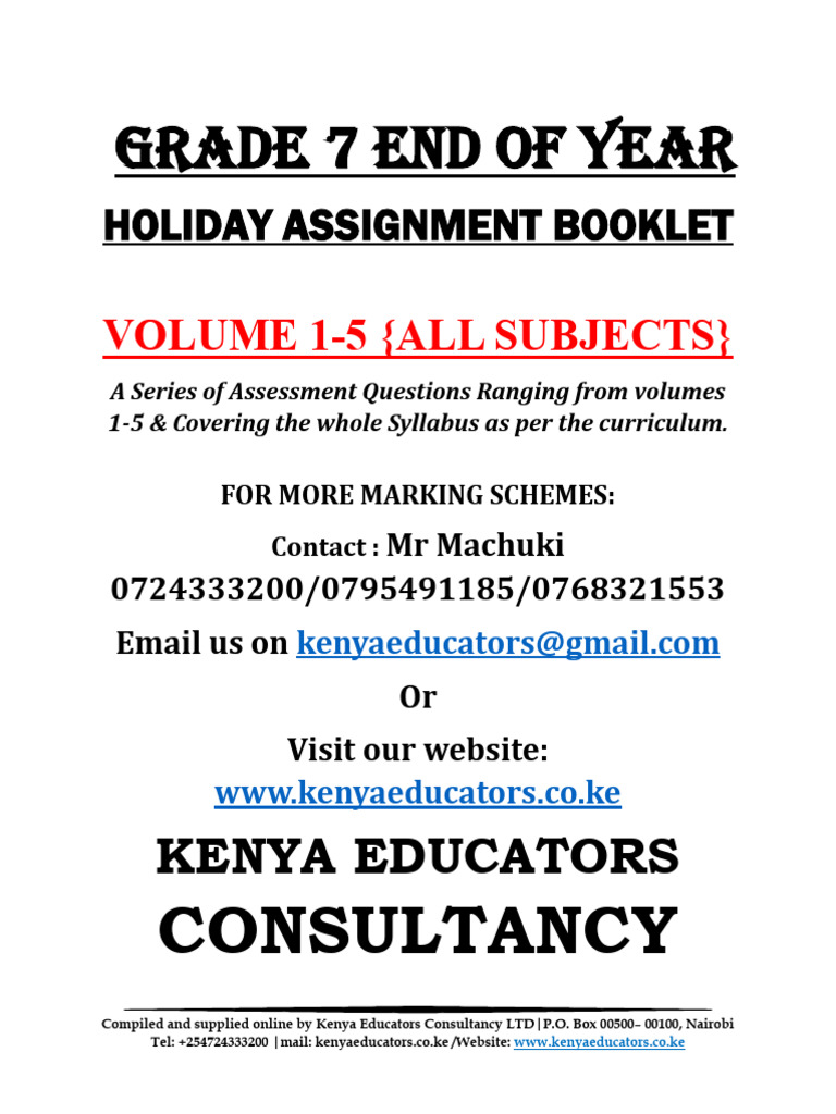 Grade 7 Jss Endyear Holiday Assignment | PDF