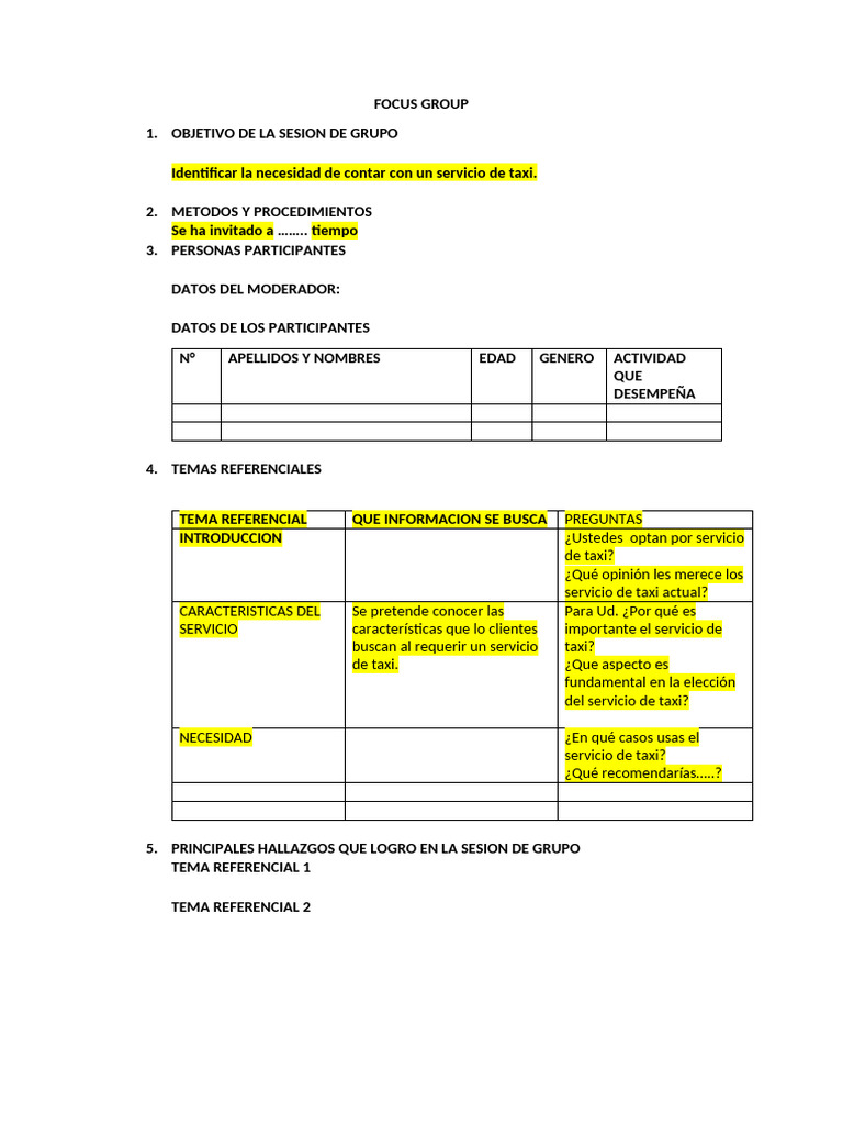 ESQUEMA FOCUS GROUP | PDF