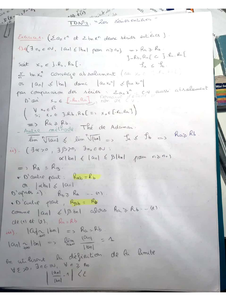 TD3 ANA3 Corrigé Serie-Entieres 2018-2019 | PDF