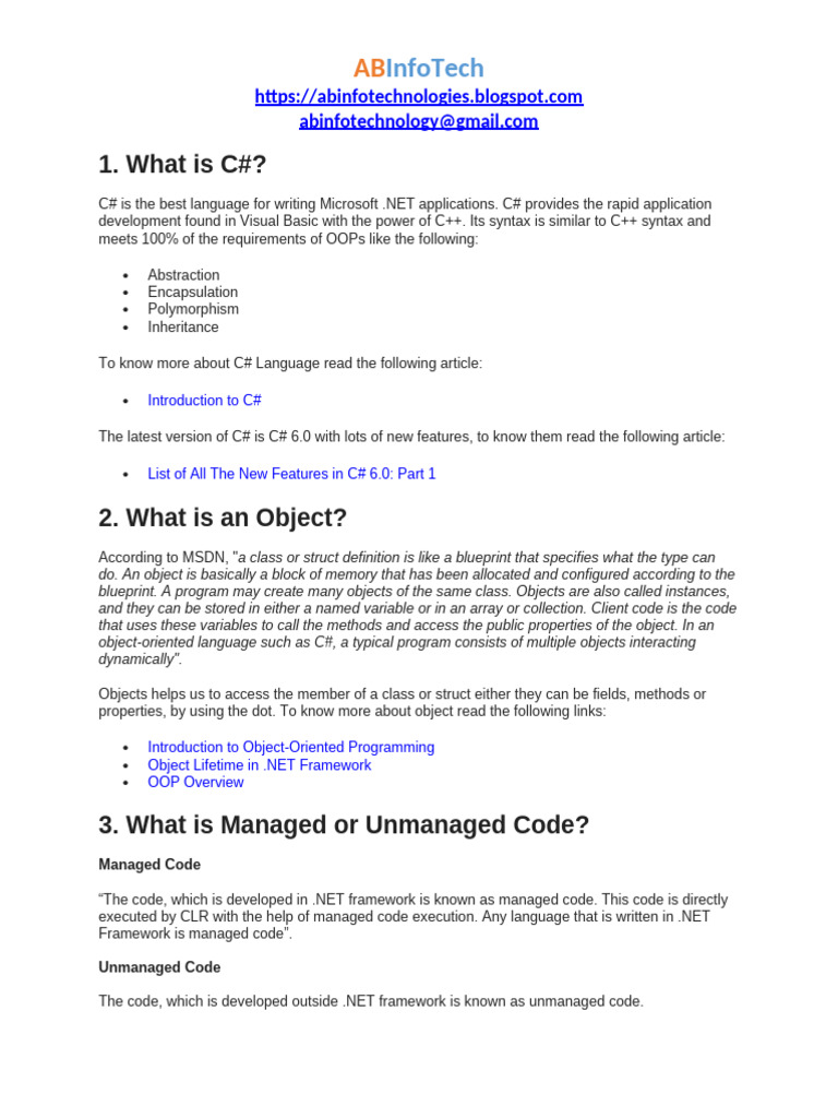 Balaji C# Top 100 Questions | PDF | Class (Computer Programming) | C Sharp (Programming Language)