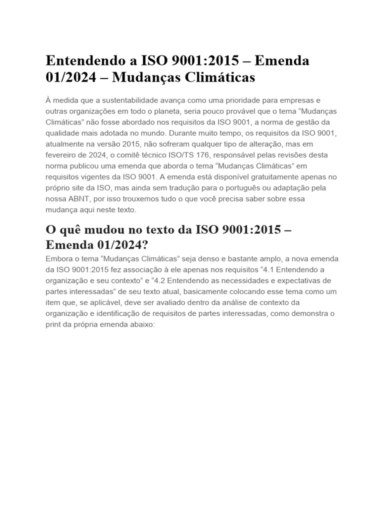 ISO 9001-2024 | PDF | Qualidade (negócios) | Aquecimento global e ...
