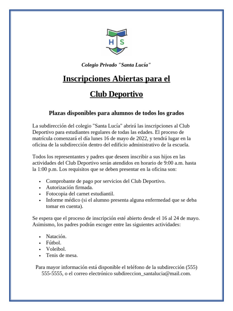 Ejemplo de Nota Informativa | PDF