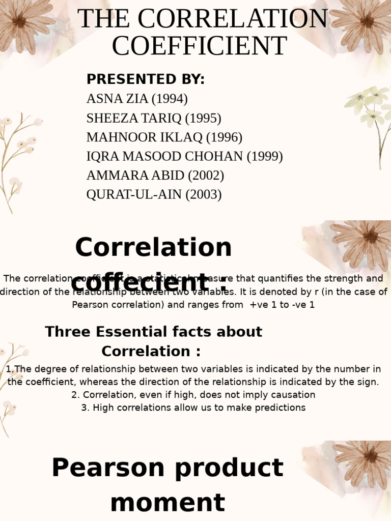Correlation Coefficient | PDF | Confidence Interval | Standard Deviation