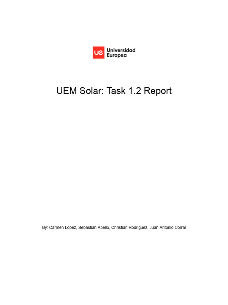 UEM Solar - Task 1.2 - Electrical Design I. Analysis Report | PDF | Solar Panel | Photovoltaics