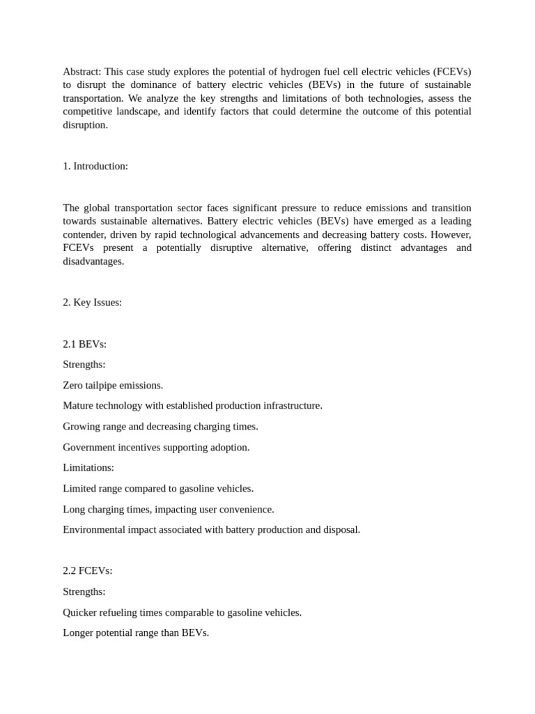 Ev Vs Hydrogen Car PDF Electric Vehicle Electric Car