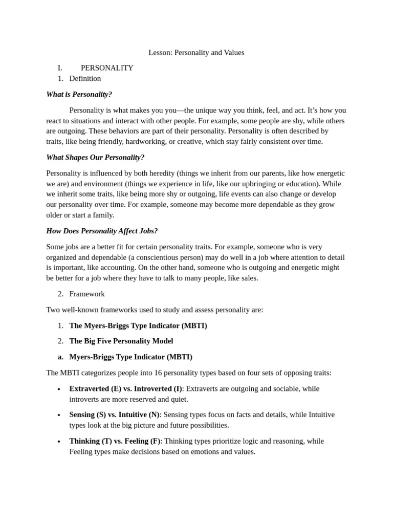 Lesson 2 tiếp | PDF | Extraversion And Introversion | Psychology