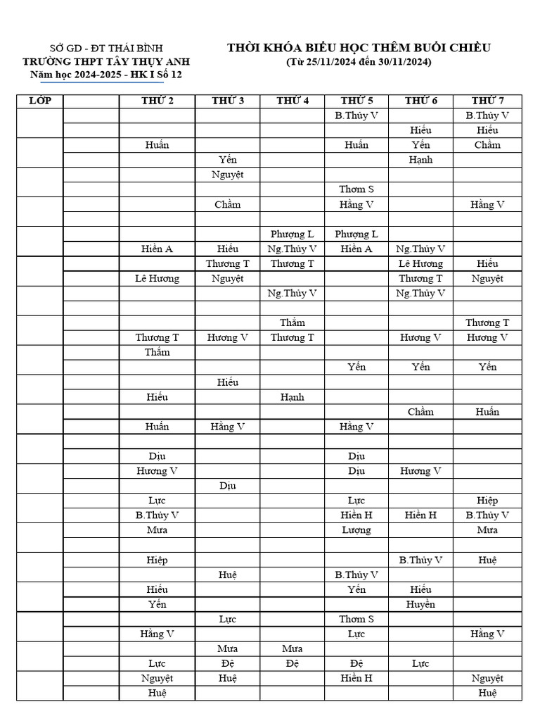 TKB Buoi Chieu 12 T 25 11 2024 | PDF