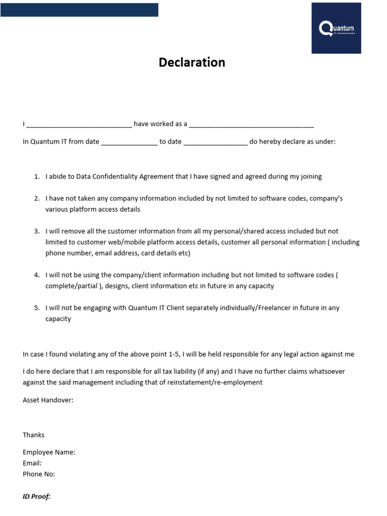 Employee Declaration - Data Confidentiality-After Leaving-v1 (1) (1) (1 ...