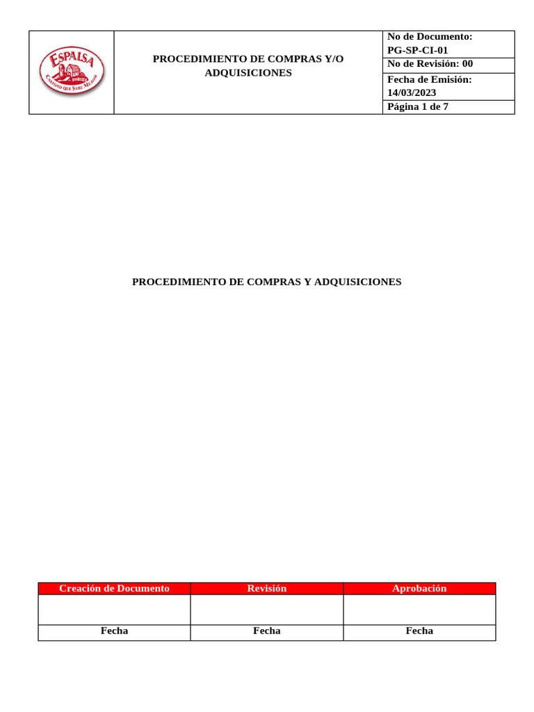 PROCEDIMIENTO DE COMPRAS | PDF | Business