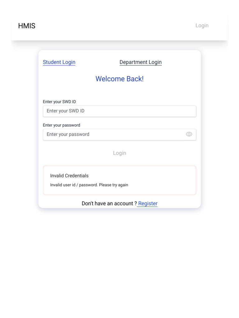 Student & Dept Login Portal | PDF