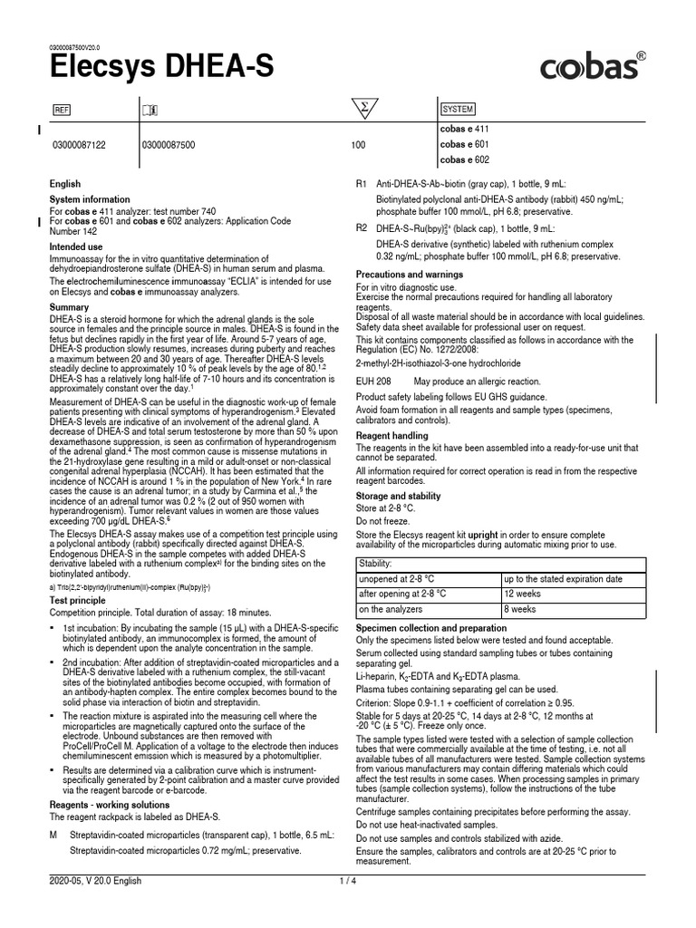 dhea-s_2020-05_v20 | PDF | Detection Limit | Calibration