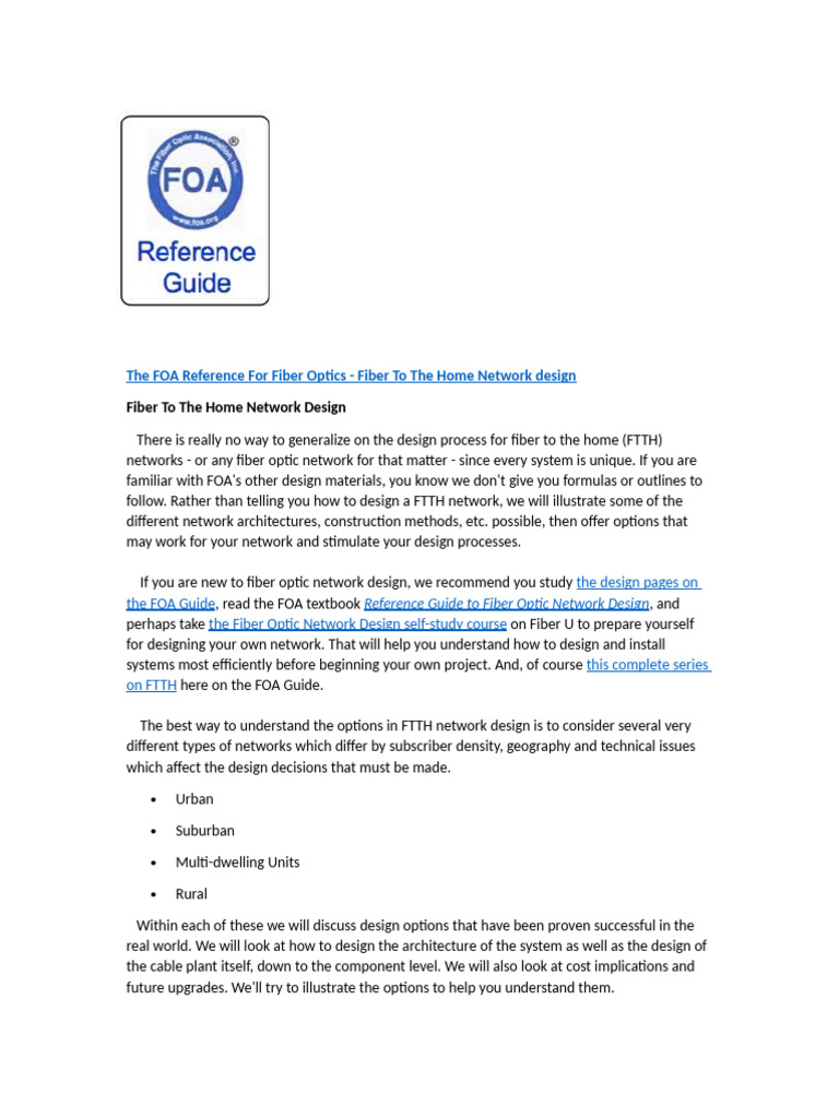 The FOA Reference For Fiber Optics | PDF | Fiber To The X | Fiber Optic ...