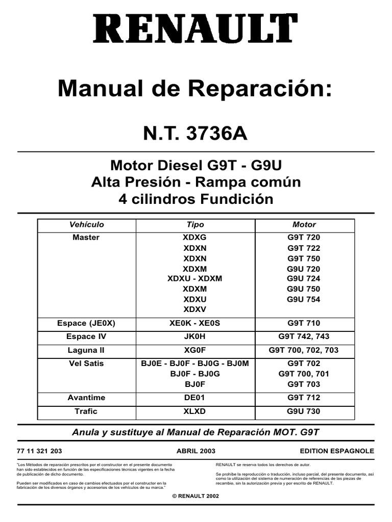 Motor Diesel g9t G9u | PDF | Inyección de combustible | Pistón