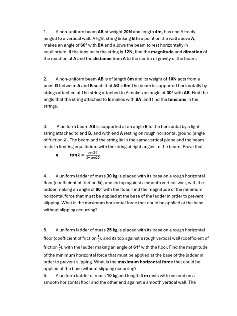 Seminar Questions Mechanics | PDF | Quantity | Motion (Physics)