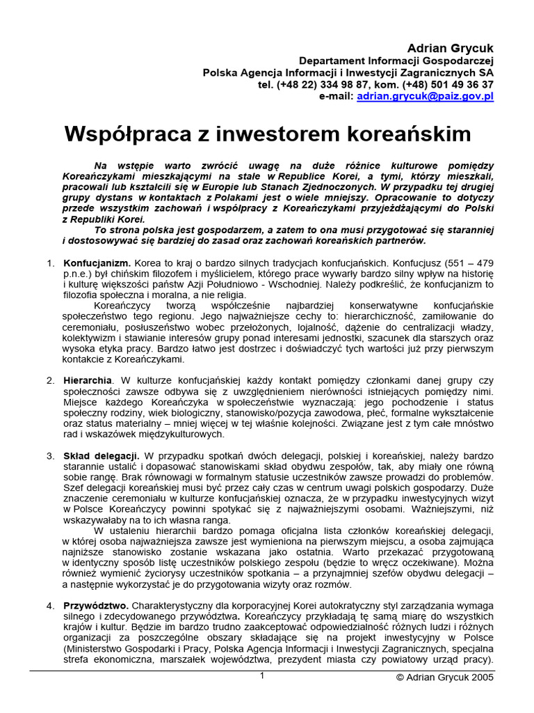 Wspó Praca Z Inwestorem Korea Skim | PDF