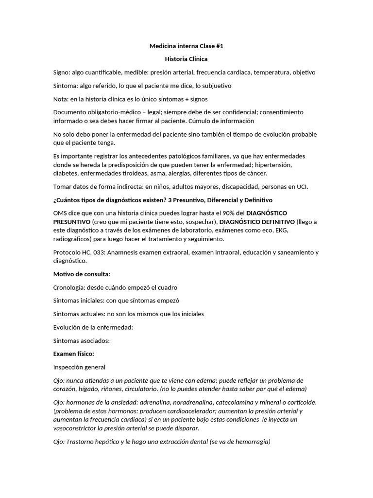 Medicina Interna Clase | PDF | Corazón | Vena