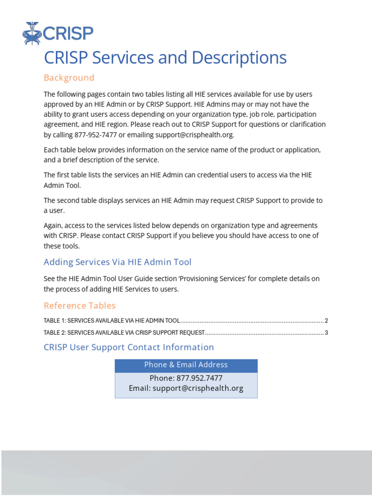 CRISP HIE Services Overview and Access | PDF | Health Care | Medicine