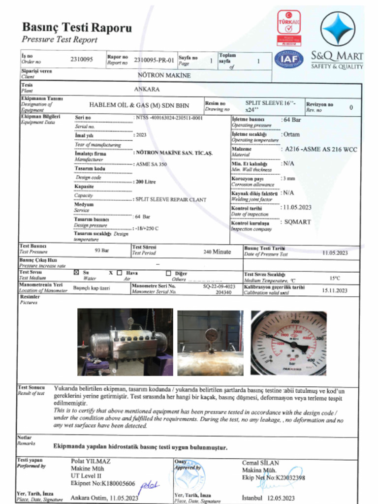 Updated Hydrostatic Tests 2310095 PR-01-03 | PDF