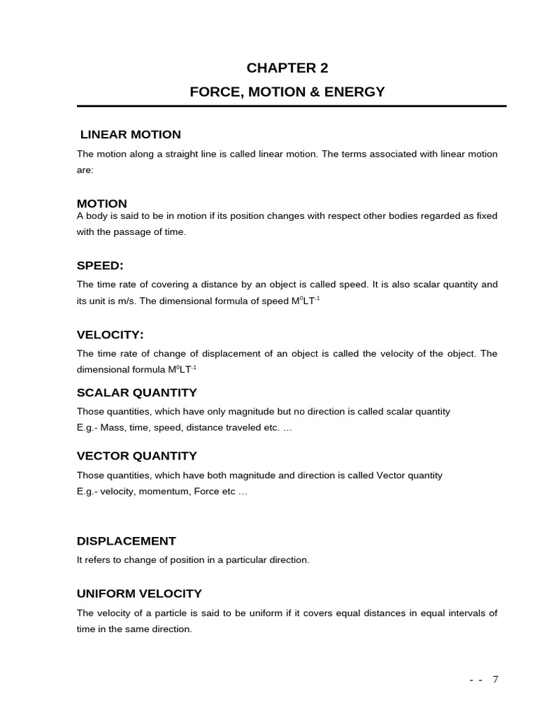 Cha-2 Force Motion Energy | PDF | Force | Acceleration