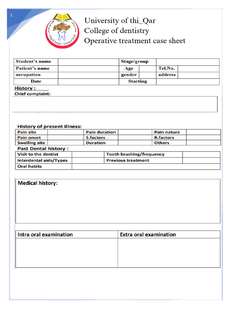 New Operative Case Sheet PDF | PDF