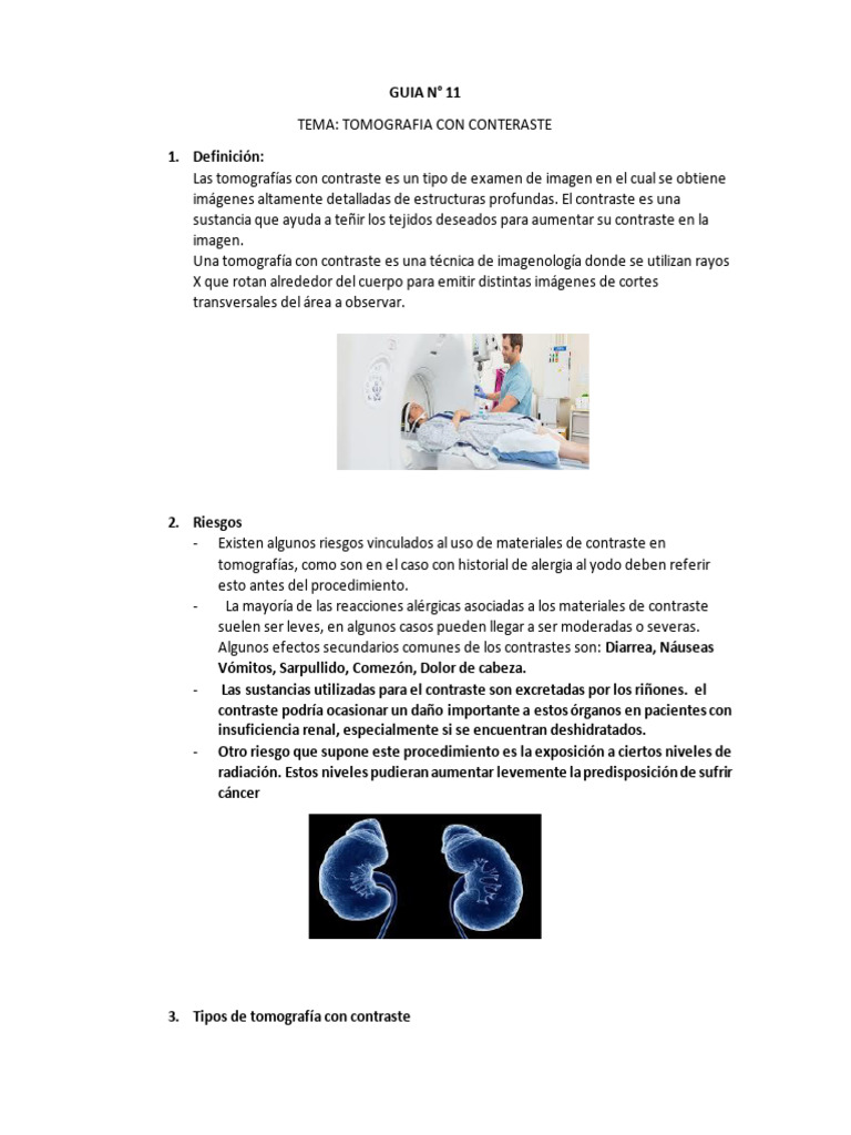 GUIA #11 Tomografia Con Contraste | PDF | Ct Scan | Alergia
