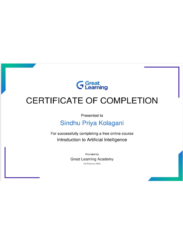 Great Learning Certificate | PDF