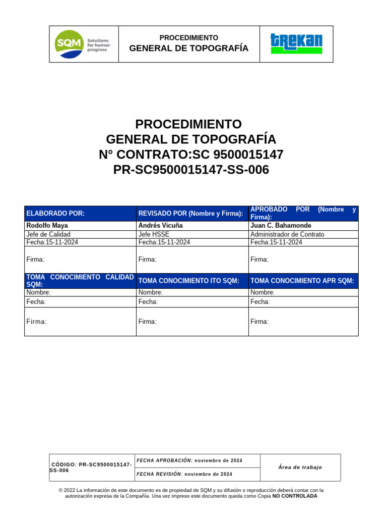 PR-SC9500015147-SS-006 PROCEDIMIENTO GENERAL DE TOPOGRAFÍA | PDF | Topografía